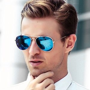 Accessories | Ice Blue Flash Mirror Lens Classic Aviator Wsilver Frames ...